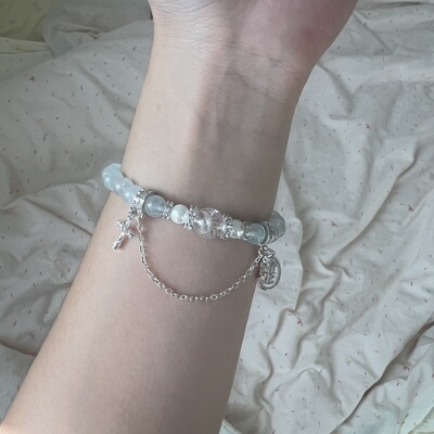 现货多面体原创天然海蓝宝手链手串温柔可爱甜美