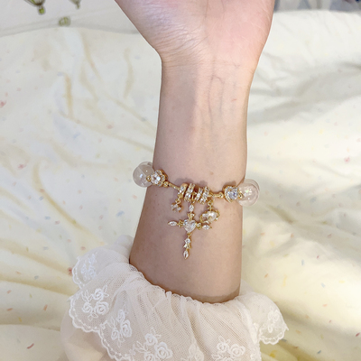 后期补货！ 原创天然粉阿塞粉水晶手链手串女款温柔可爱十字甜心