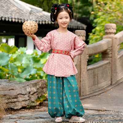 女童新款汉服新中式国风唐装演出服蹴鞠舞蹈礼服古风小师妹中华娘