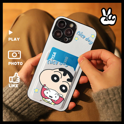 情侣兔适用于红米k70e手机壳k60至尊版卡通k40s公交门禁k50pro+彩绘k20蜡笔小新note12turbo放卡带插卡槽13pr