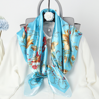 送礼杭州丝绸缎面丝巾女百搭围巾