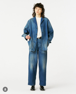 水洗做旧美国海军宽松牛仔裤