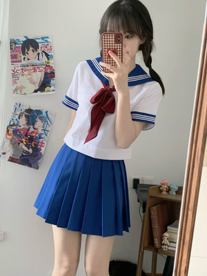 小瑾原创日系正统水手服JK制服短袖花绀色TC海鸥线基础款