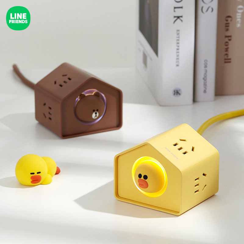 LINE FRIENDS连我朋友 BROWN USB魔方插座多孔多功能装饰转换器_虎窝淘