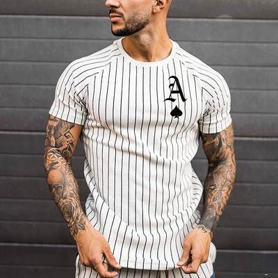 TShirt for Men Summer Poker Print Short Sleeve Tops男字母t恤