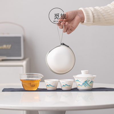 白瓷旅行茶具套装便携快客杯露营
