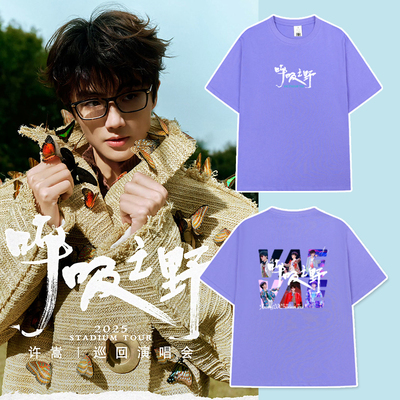 许嵩Vae同款呼吸之野演唱会周边T恤短袖应援服香芋紫纯棉落肩重磅