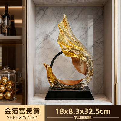 佳助轻奢风生水起金箔客厅摆件