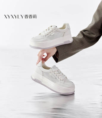 香香莉女鞋2025春季新款厚底系带小白鞋网面透气休闲鞋单鞋29710