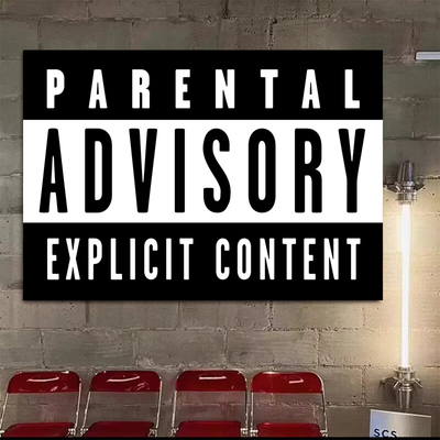 Parental Advisory街头嘻哈说唱专辑潮牌脏标装饰背景布海报挂布