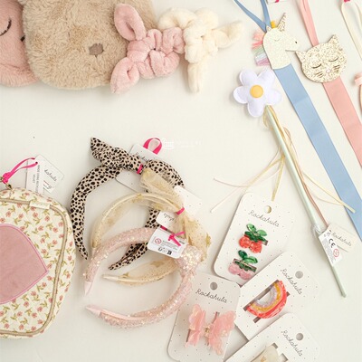 Rockahula25秋冬新款宝宝女孩儿童发箍头饰抓夹斜跨包包收纳带子