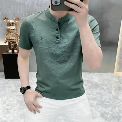 卡尔精品服饰高档男士夏季新款立领短袖T恤半袖体恤亿万精品男装