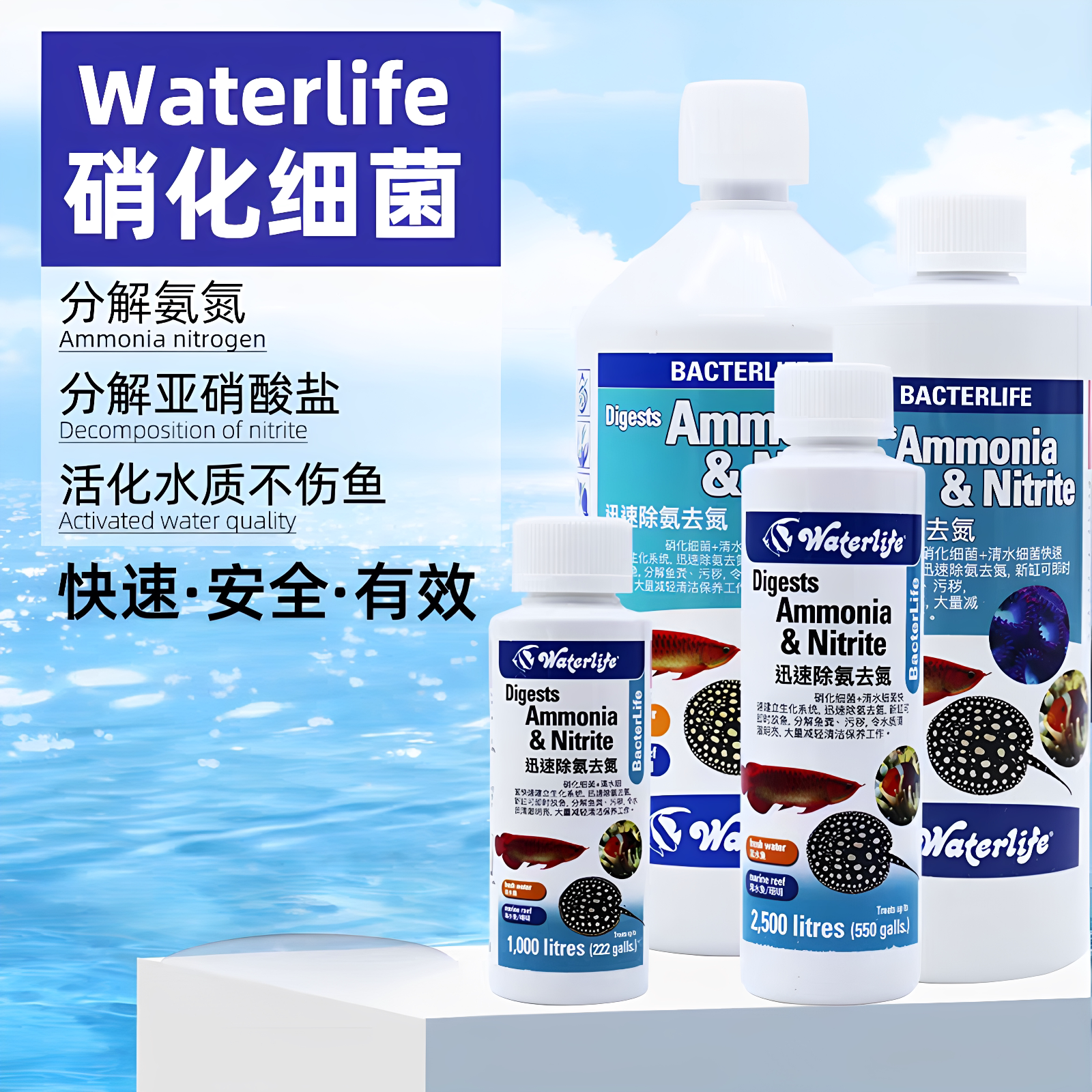 Waterlife硝化细菌降氨氮消化菌浓缩清水分解降亚硝酸NO2盐净水剂