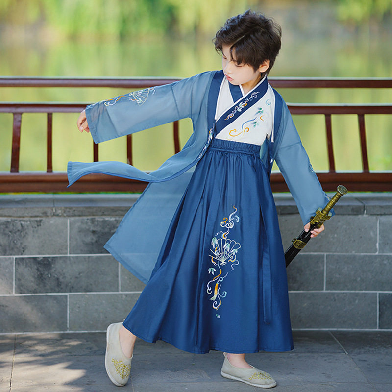 汉服男童秋装儿童古装国学服古风帅气新款男孩唐装演出服基础包装