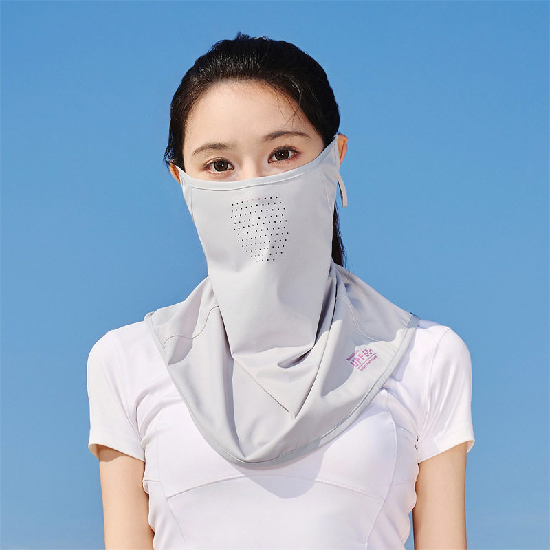 冰丝薄款防晒面罩女夏季户外骑行遮阳护颈脖套遮全脸透气口罩面纱