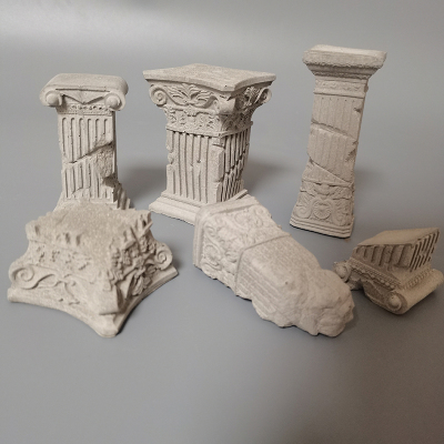建筑废墟欧式罗马柱水泥混凝土鱼缸造景创意装饰水泥布景桌面摆件