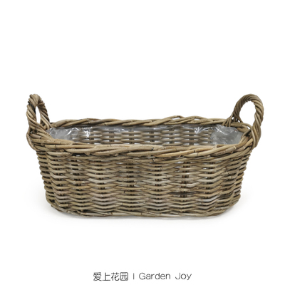 全藤手工编织篮子草花套盆