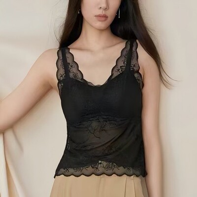 【DaFangLady张大方】全蕾丝长短款带杯背心 BFT40128