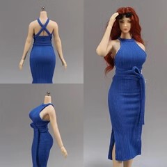 现货 DMTOYS 女兵人长款包臀连衣裙晚礼服 1/6 适合TBL包胶女素体