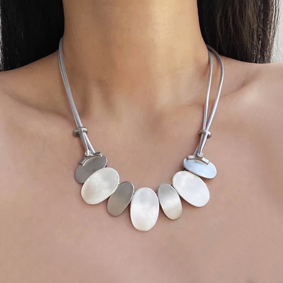 金属双层女几何拉丝片项链锁骨链