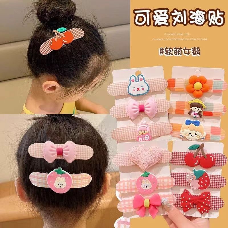 儿童碎发贴卡通魔术贴宝宝发箍女童碎发刘海贴发卡头饰蝴蝶结发饰