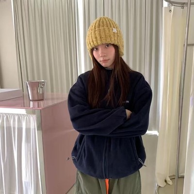 韩国秋冬保暖复古黄色百搭针织帽