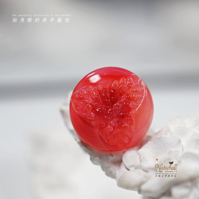 #三叶草# 1960s西德古董琉璃纽扣 18mm粉半透浮雕三叶草 仅有3颗