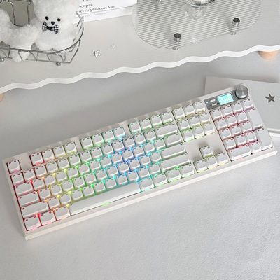GMK104三模机械键盘小光喵客制化热插拔Gasket无线蓝牙麻将音屏幕