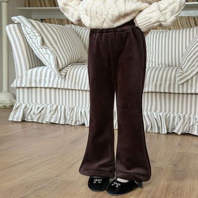 艾摩贝贝中大小女童加绒喇叭裤冬季儿童保暖休闲韩版复古时髦裤子