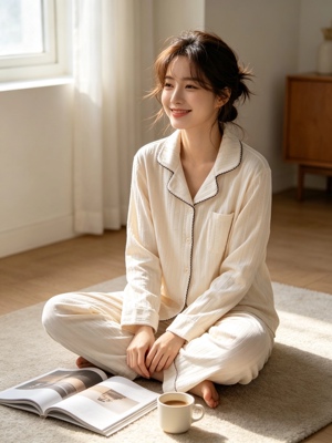 巨好穿28208法式提花女士睡衣套装家居服宽松慵懒舒适小翻领自留