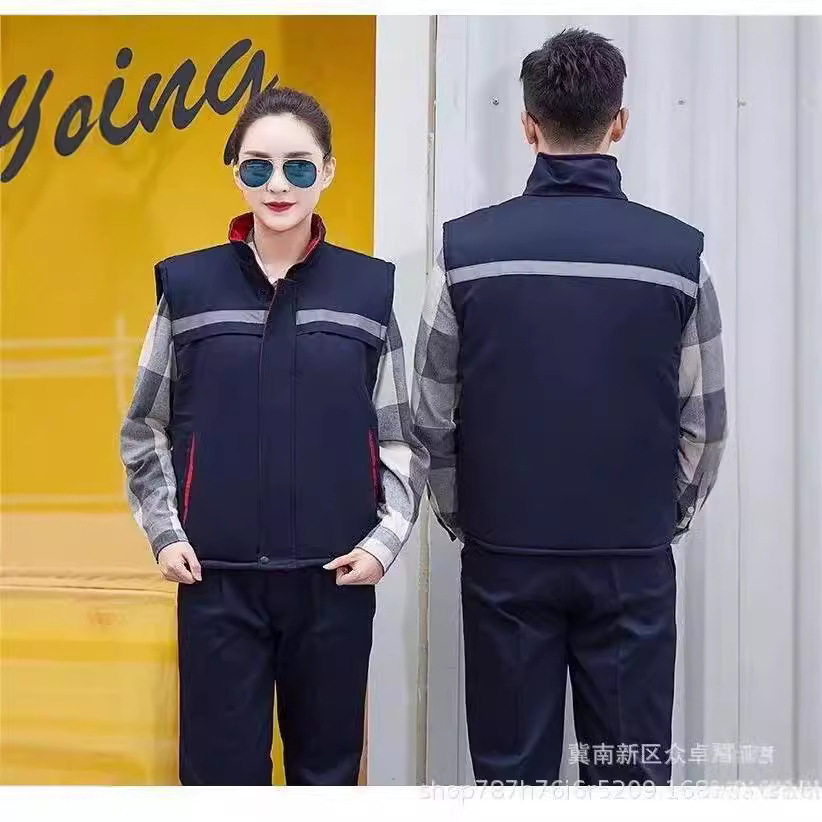 劳保棉马甲男加厚加大棉服工作服防寒坎肩保暖反光工装多兜衣
