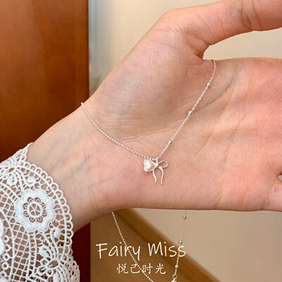 S925纯银蝴蝶结仙气项链简约百搭