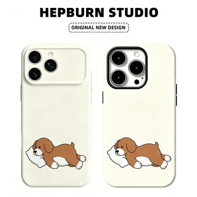 睡觉狗高级感小众创意艺术适用iPhone171615pro手机壳新款华为mate70小米卡通vivoS19软iqooneo1苹果14findx8