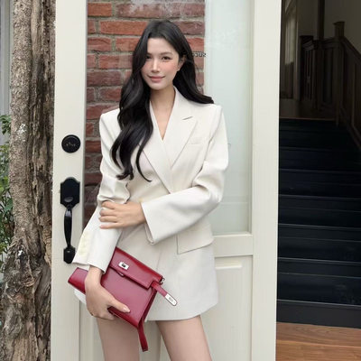 Vane韦恩2025春秋季韩版时尚百搭显瘦沙漏腰休闲西装外套女高级感