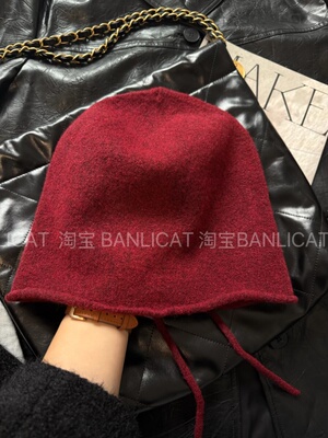 BanliCat 显脸小抽绳堆堆帽子男女2025新百搭大头围保暖针织冷帽
