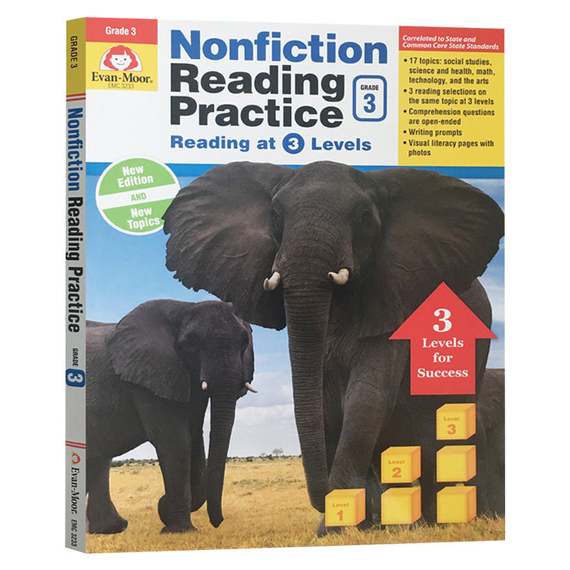 英文原版 Nonfiction Reading Practice Grade 3非虚构类文学阅读练习三年级美国加州小学英语教辅 Evan ...