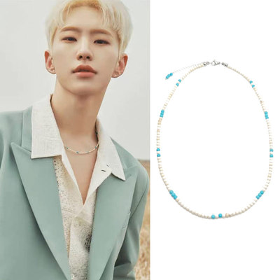 权顺荣HOSHI白木蓝色串珠项链圈