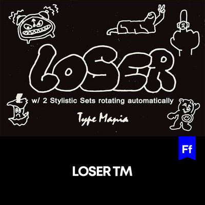 Loser TM 1款潦草古怪卡通手写泡泡字体logo品牌标识设计字体安装