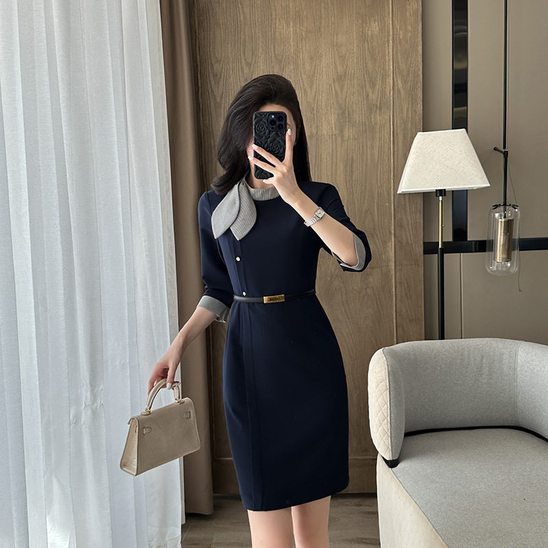 ZG轻奢职业连衣裙女空姐制服夏季气质正式场合工装裙珠宝店美容院