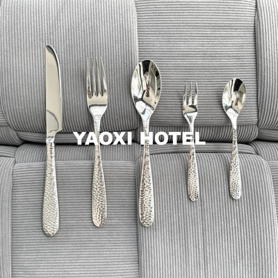 【米其林餐厅同款】锤纹西餐刀叉勺304餐具甜品勺子水果叉高颜值