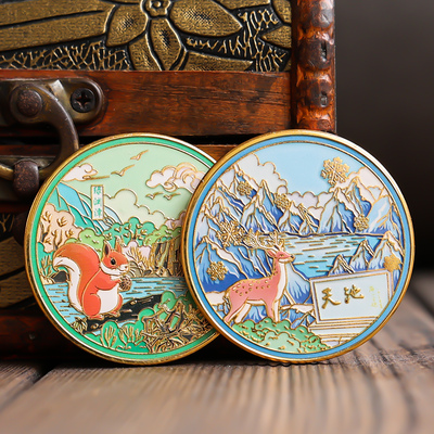 长白山天池瀑布云顶天宫谷底森林绿渊潭纪念币景区打卡礼物纪念品