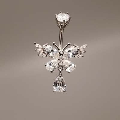 NavelPiercing锆蝴蝶钛钢肚脐环