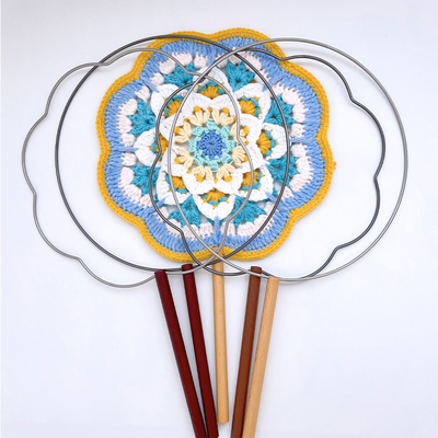 短柄团扇框手工DIY八瓣异形扇框