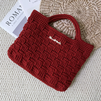 Mcroche魔织手工钩织经典棋盘格包包diy编织材料包自制礼物送教程