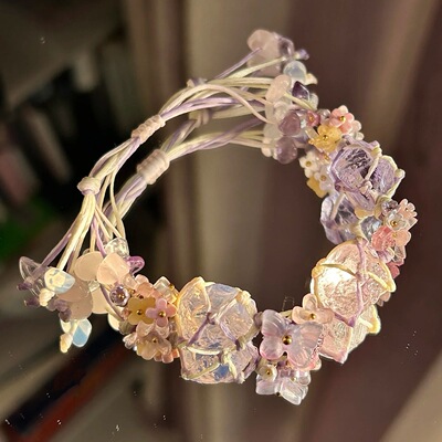 葡萄沙冰· 原创macrame水晶原石编织手链少女夏日清新手绳多巴胺