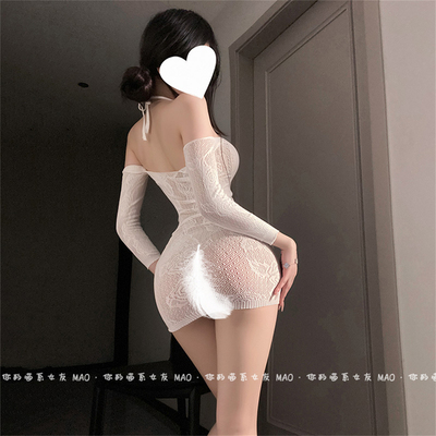 性感透视弹力长袖网眼连体短裙女