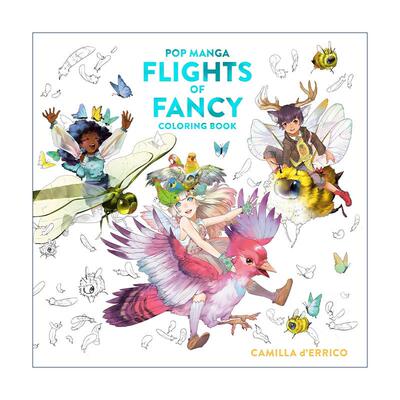 英文原版 Pop Manga Flights of Fancy Coloring Book 流行漫画 异想天开的飞行 着色涂色书 Camilla d'Errico 进口英语原版书籍