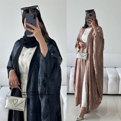 东南亚大摆裙纯色蝙蝠袖开衫长袍