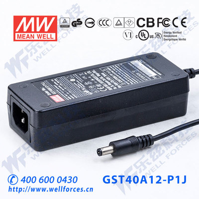 台湾明纬电源适配器 GST40A12-P1J 40W 12V3.34A   3插 能效VI级