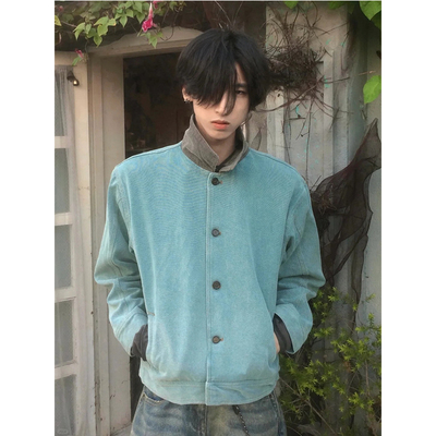 美式复古湖水绿夹克男短款春秋高级感hermitcreate底特律工装外套